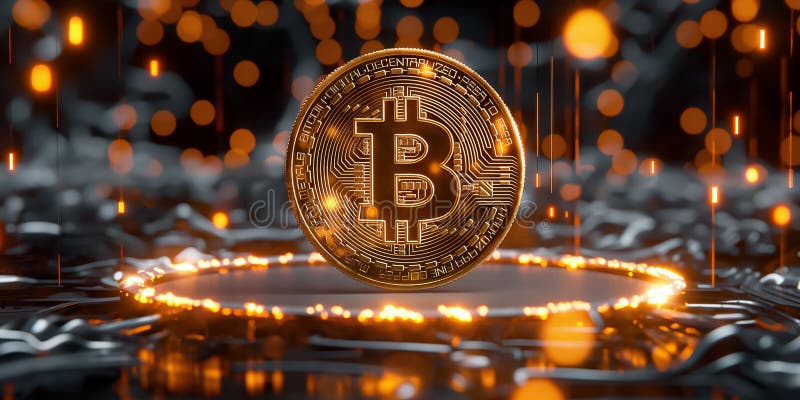 Experience a Dynamic Bitcoin Symbol Enhanced with Glowing Effects Set ...