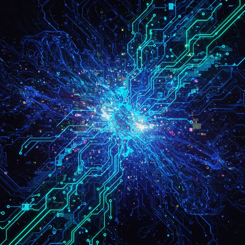 A Digital Visualization Featuring a Network of Interconnected Circuits ...