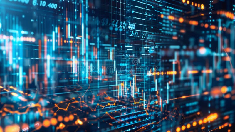 Abstract Digital Data Visualization Showing Financial Charts and ...