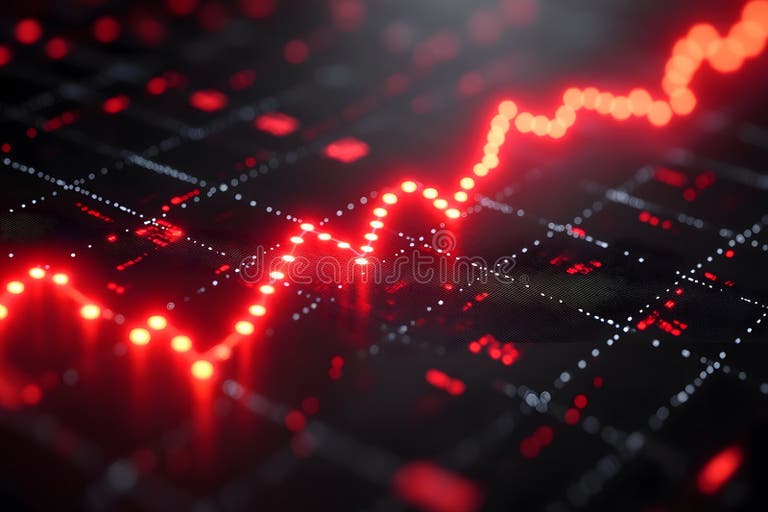 Futuristic Digital Red Graph - Technology and Finance Data Visualization for Analytics ...