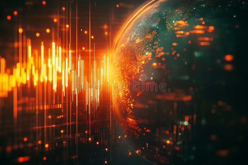 Digital Visualization of Global Stock Index Trends with Vibrant Colors ...