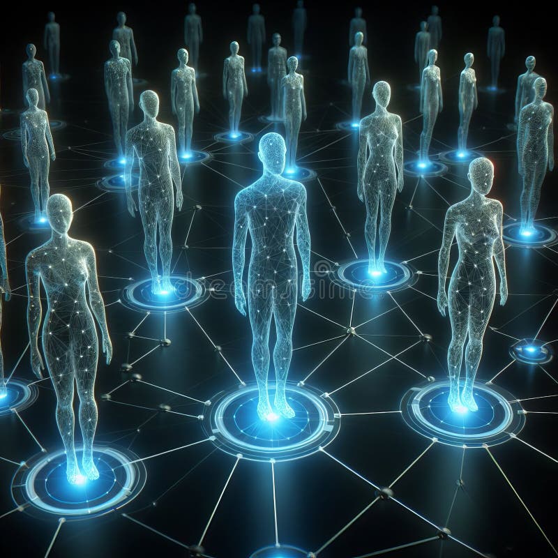 Network of Connected Human Figures Stock Image - Image of collective ...