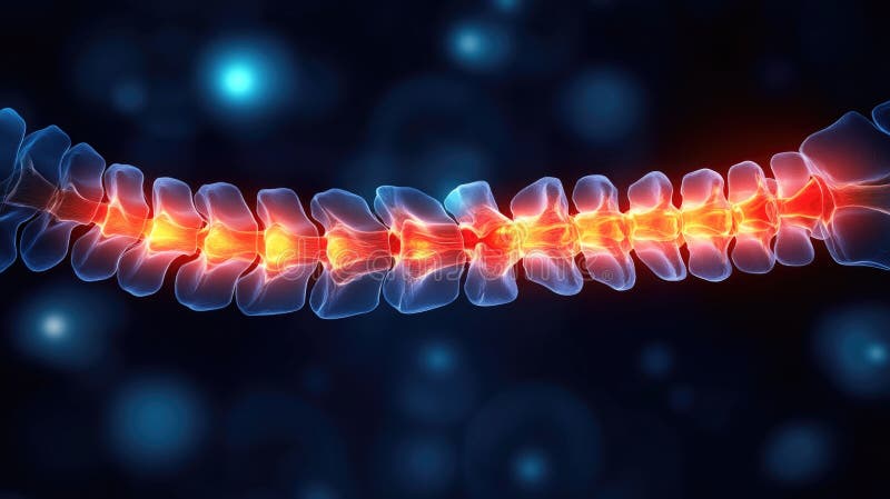 Digital Visualization of Glowing Spinal Cord with Blue Light Effects ...