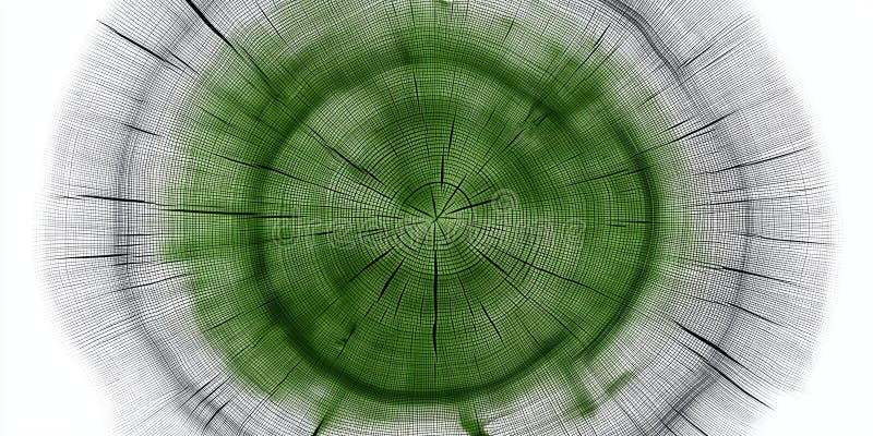 Green Tree Ring Radial Pattern. Abstract Circular Wood Structure for ...