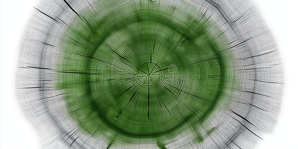 Green Tree Ring Radial Pattern. Abstract Circular Wood Structure for ...