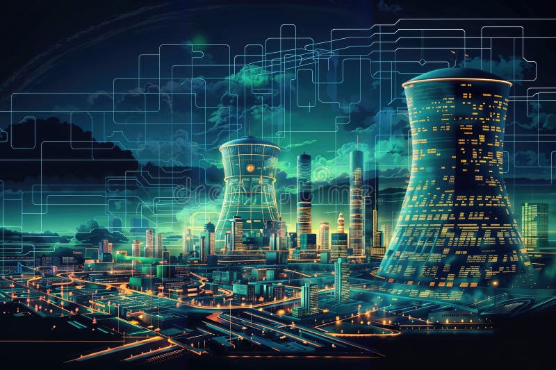 Digital Visualization of an Illuminated Nuclear Facility, Generative Ai ...