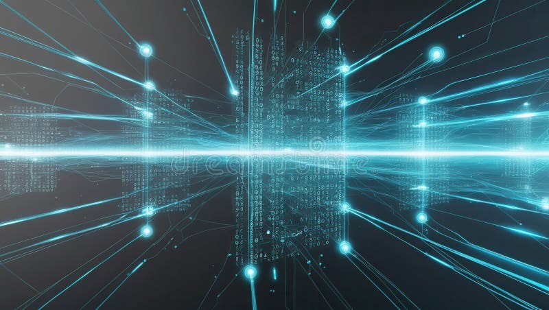 Digital Visualization Of Interconnected Data Streams With Lines Binary 4444