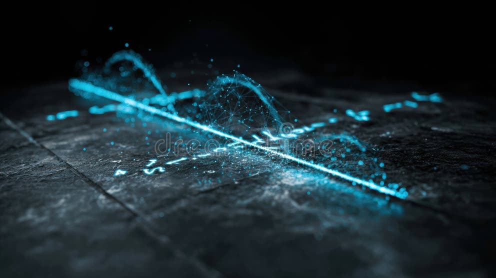 Digital Visualization of Mathematical Functions on a Dark Surface Showcasing Waves and Lines ...