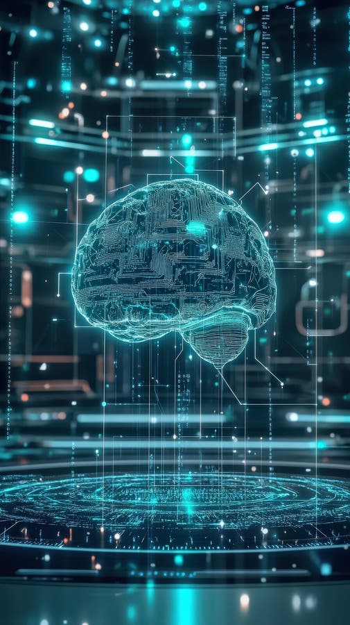 Digital Visualization of Neural Brain Connections, Glowing Blue Hues ... Digital Visualization of Neural Brain Connections, Glowing Blue Hues ...
