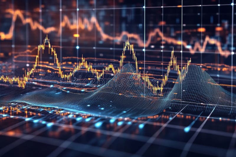 Digital Visualization Showcases Stock Market Trends Flowing Like Waves ...