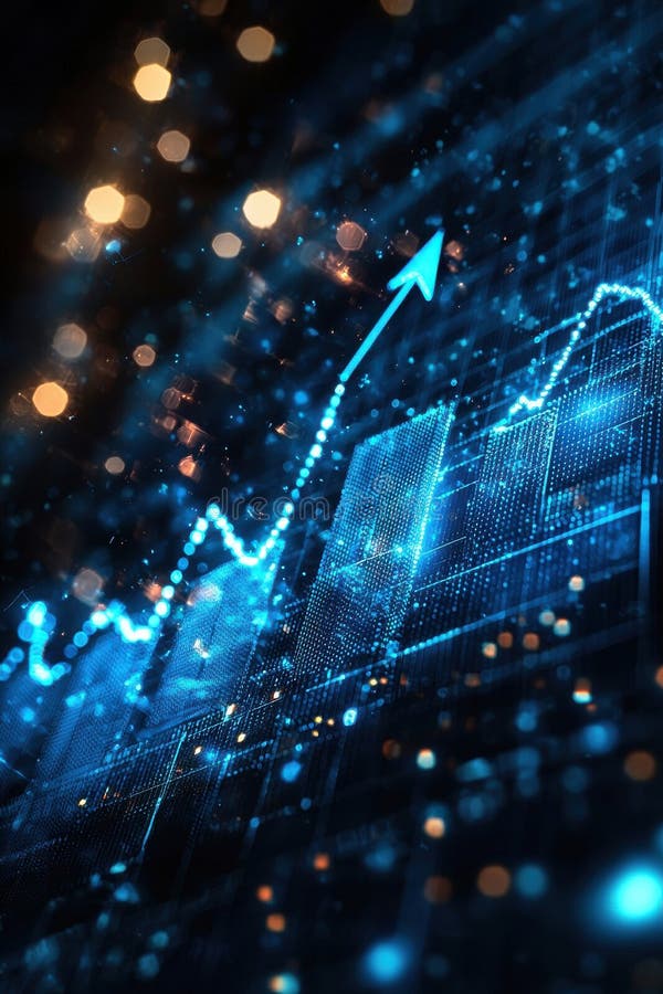 Blue Glowing Graph with Arrow Symbolizing Economic Growth and Upward ...