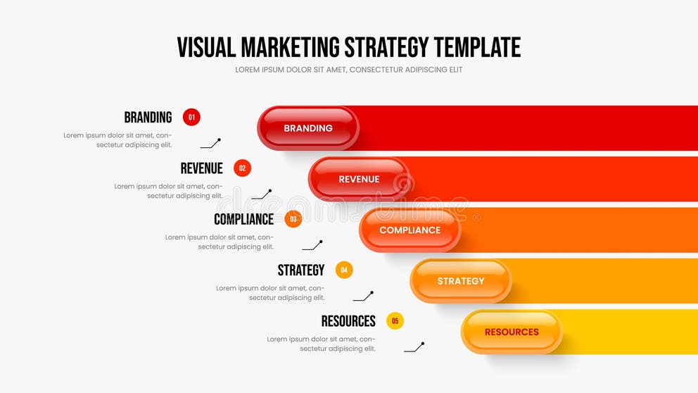 Digital Visualization 5 Step Diagram Slide Template. Stock Vector ...