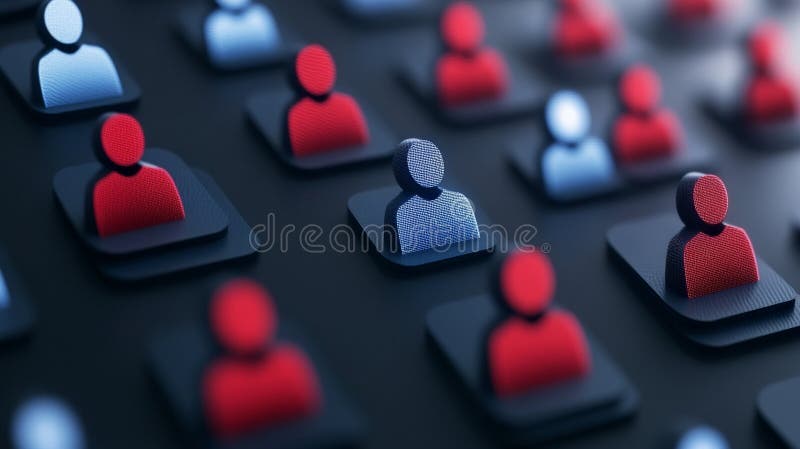 Digital Visualization of a Structured Network with Glowing Red and Blue ...