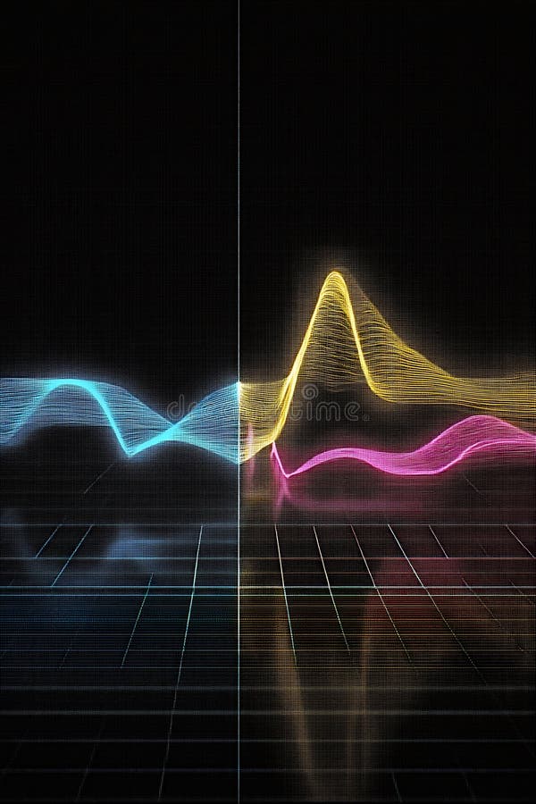 A Digital Visualization of Three Waveforms in a Dark Environment. the ...