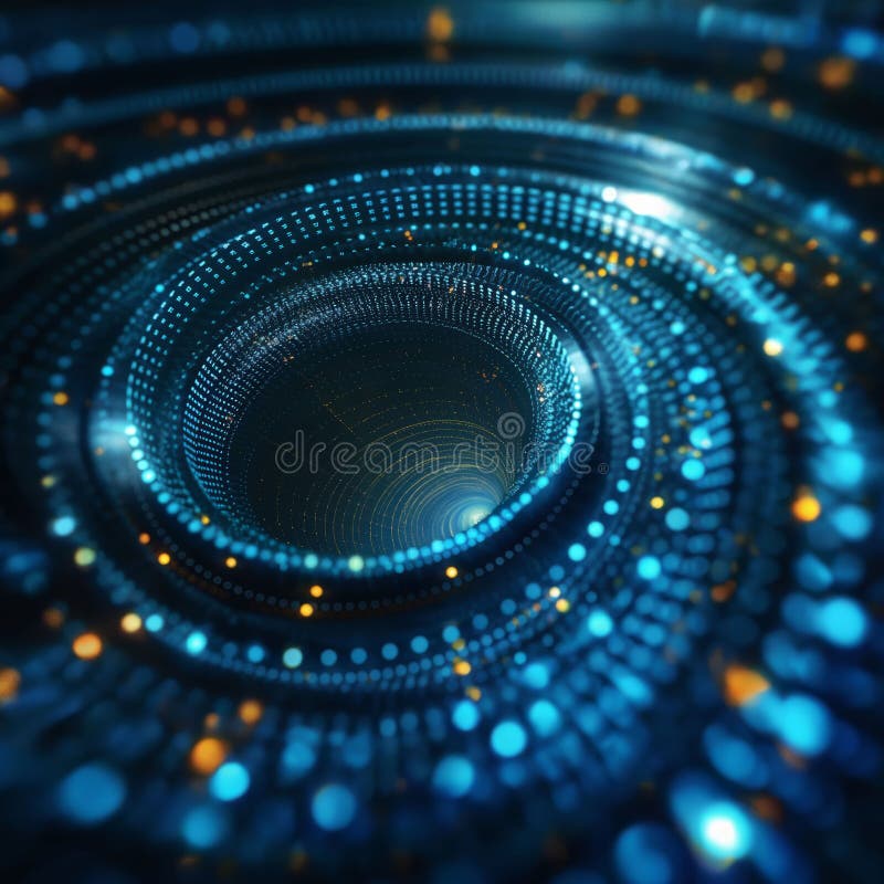 Digital Vortex of Blue Lights Stock Image - Image of shimmering ...