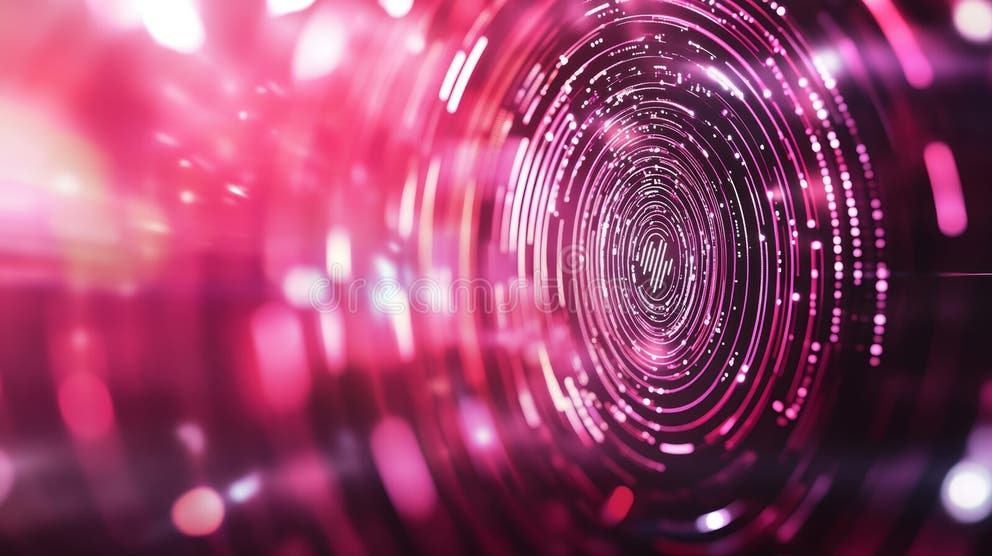 Abstract Digital Vortex with Glowing Pink Lines and Circular Patterns ...