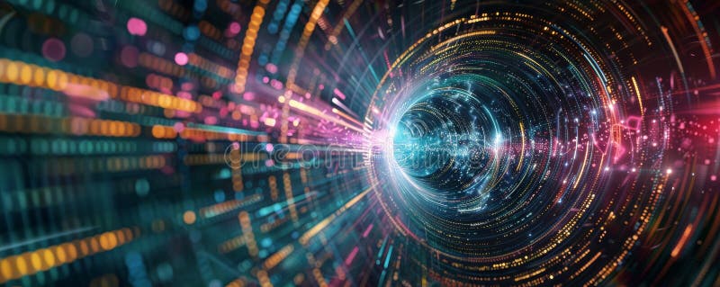 Digital Vortex of Glowing Lines and Lights, Futuristic Technology ...