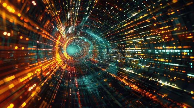 Digital Vortex of Neon Lights and Particles Background Futuristic Scene ...