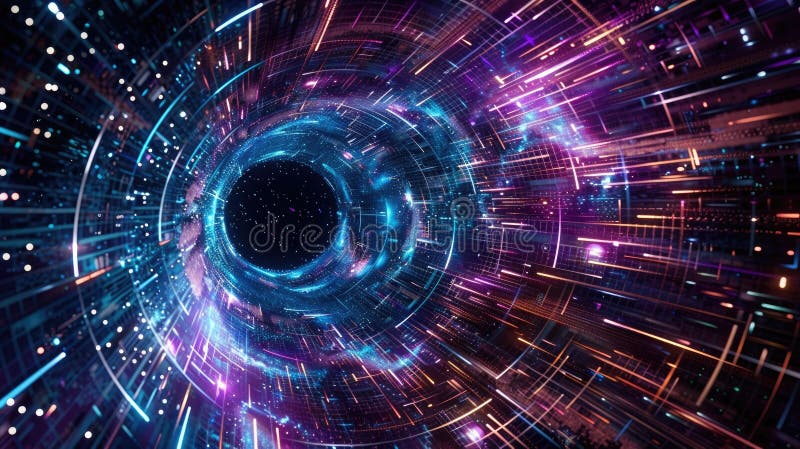 Digital Vortex of Neon Lights and Particles Background Futuristic Scene ...