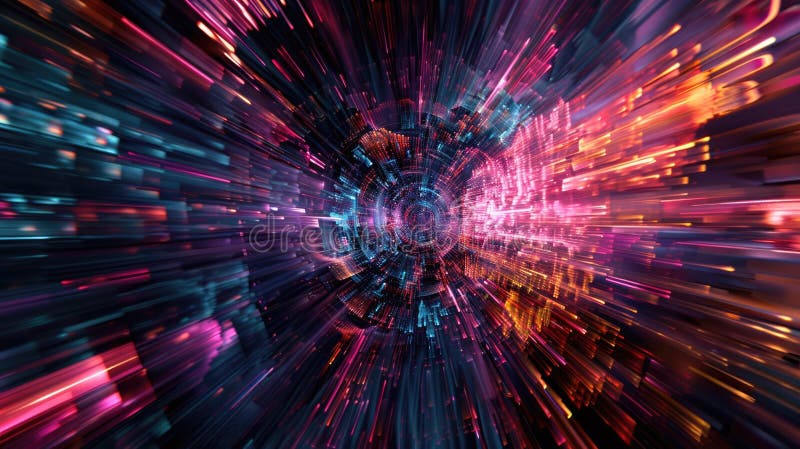 Digital Vortex of Neon Lights and Particles Background Futuristic Scene ...