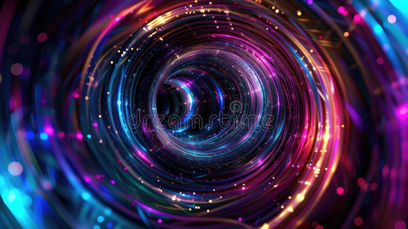 Digital Vortex of Neon Lights and Particles Background Futuristic Scene ...