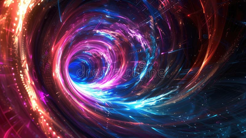 Digital Vortex of Neon Lights and Particles Background Futuristic Scene ...