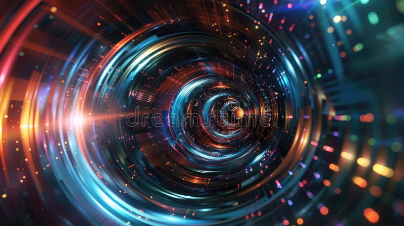 Digital Vortex of Neon Lights and Particles Background Futuristic Scene ...
