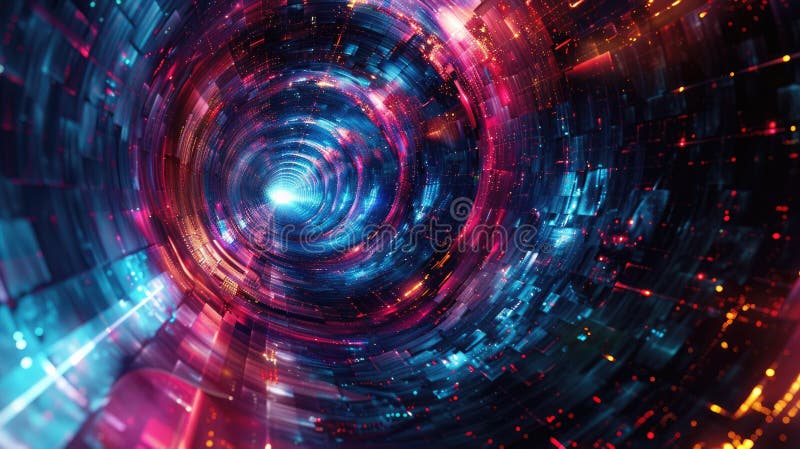 Digital Vortex of Neon Lights and Particles Background Futuristic Scene ...