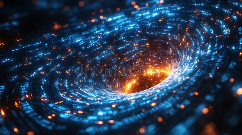 Digital Vortex Swirling, Glowing, Data Stream, Abstract Background, Futuristic Tech Stock ...