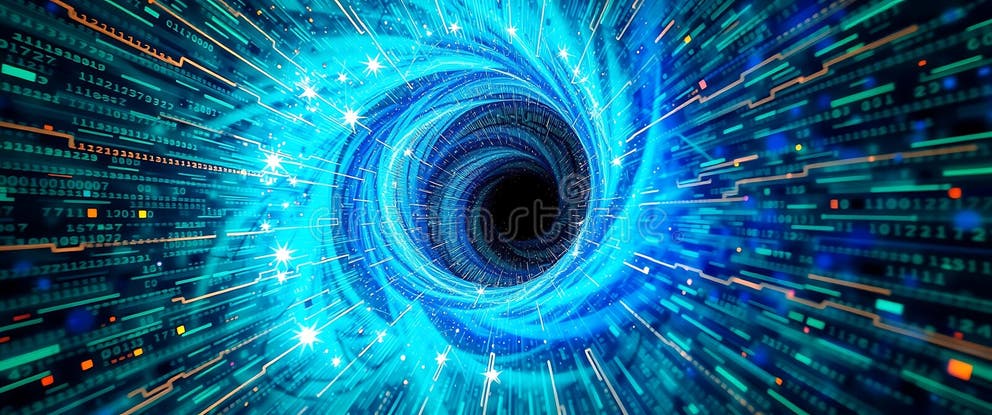 Digital Vortex with Swirling Patterns and Data Streams, Symbolizing ...