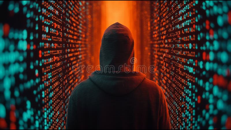 Digital Voyager an Individual Navigates a Digital Matrix, Symbolizing ...