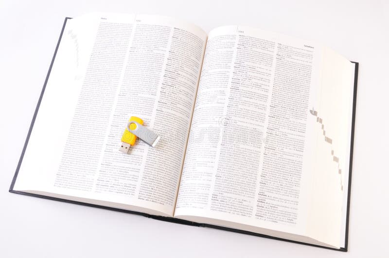 Digital Vs Paper (Open Dictionary Top View) Stock Image - Image of ...