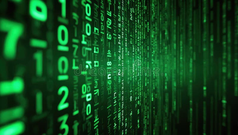 Matrix Style Binary Code Digital Background with Falling Numbers Stock ...
