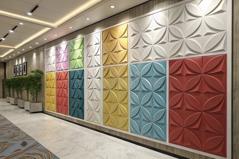 Digital Wall Tile Design with 3D Decorative Elements Stock Illustration ...