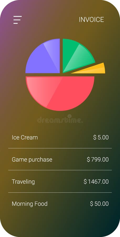 Digital Wallet Application Interface with daily Expense Invoice Summary ...