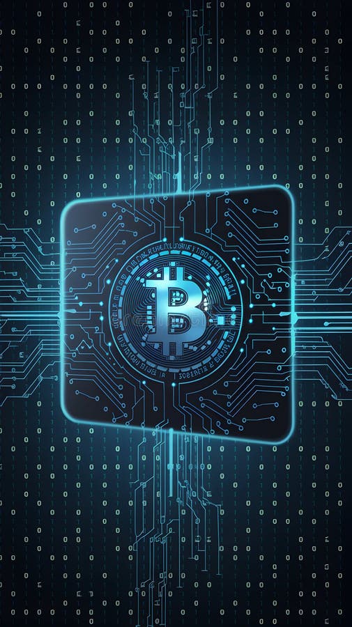 Digital Wallet with Bitcoin Symbol on Binary Backdrop, Highlights ...