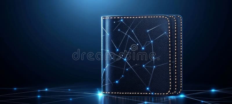 Digital Wallet on Blue Technology Backdrop Abstract Concept of Fintech ...