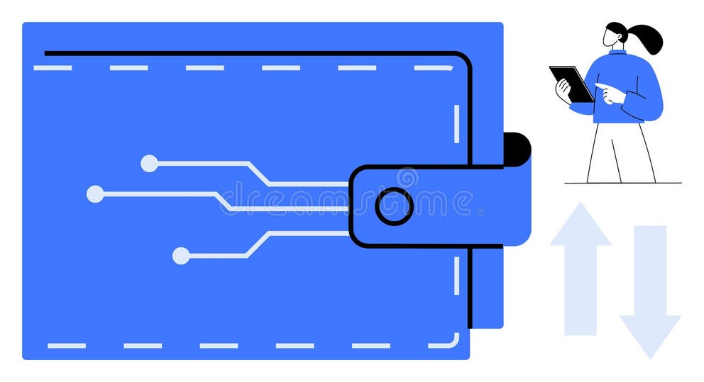 Digital Wallet with Circuit Design and User Holding Tablet for Data ...