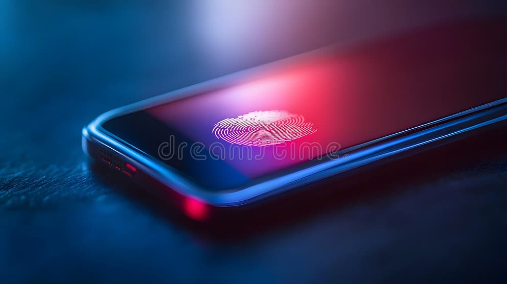 Close Up of Digital Wallet with Fingerprint Scanner Stock Illustration ...