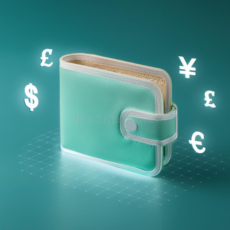Digital Wallet with Glowing Currency Symbols, Representing Modern ...