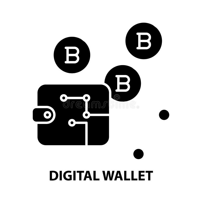 Digital Wallet Icon, Black Vector Sign with Editable Strokes, Concept ...