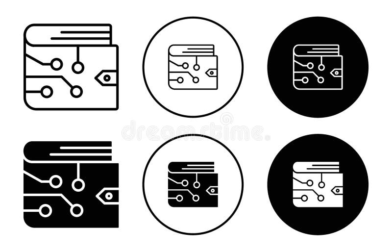 Digital Wallet Icon Outline Flat Icon Stock Vector - Illustration of ...