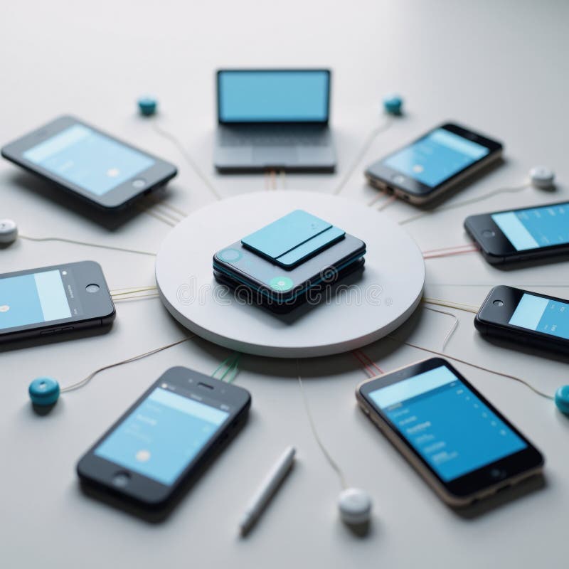 Digital Wallet Icon Surrounded by Interconnected Devices Illustrating ...