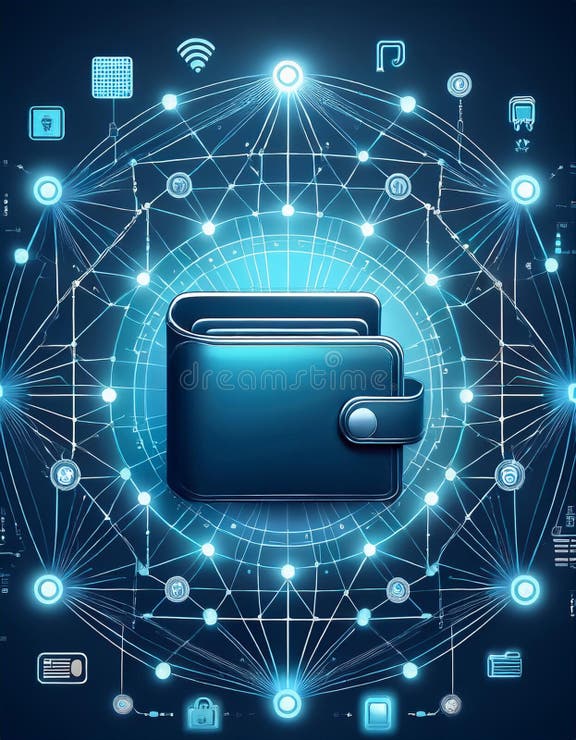 Digital Wallet Icon Surrounded by a Network of Interconnected Devices ...