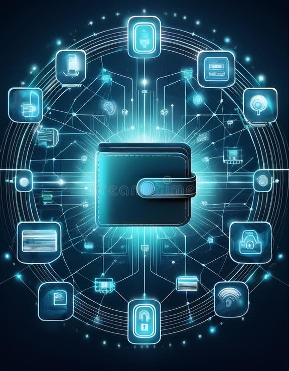 Digital Wallet Icon Surrounded by a Network of Interconnected Devices ...