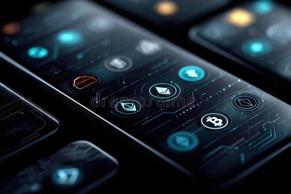 Stylized Digital Wallet Interface Displayed on a Phone with Floating ...