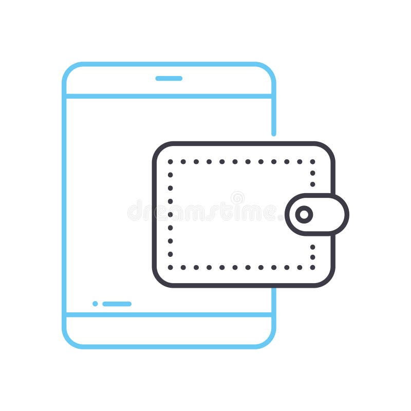 Digital Wallet Line Icon, Outline Symbol, Vector Illustration, Concept ...