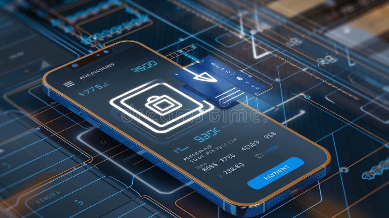 Futuristic Online Shopping Technology Digital Payment from Mobile Phone Stock Illustration ...