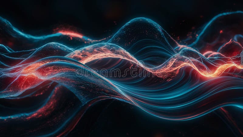 Digital Wallpaper of Abstract Holographic Particle Waves Stock ...