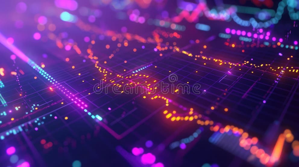 Digital Wallpaper with Charts and Graphs on Multiple Computer Screens ...